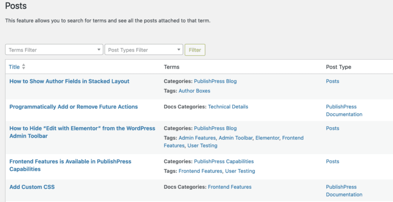 Introduction to the Posts Screen - TaxoPress